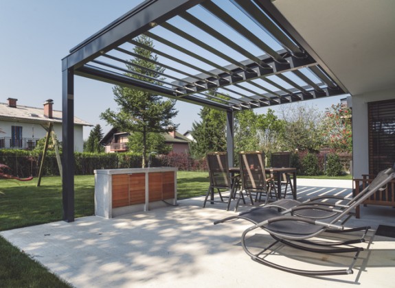 Grey Pergolas | Sliding Roof & Louvred Pergolas